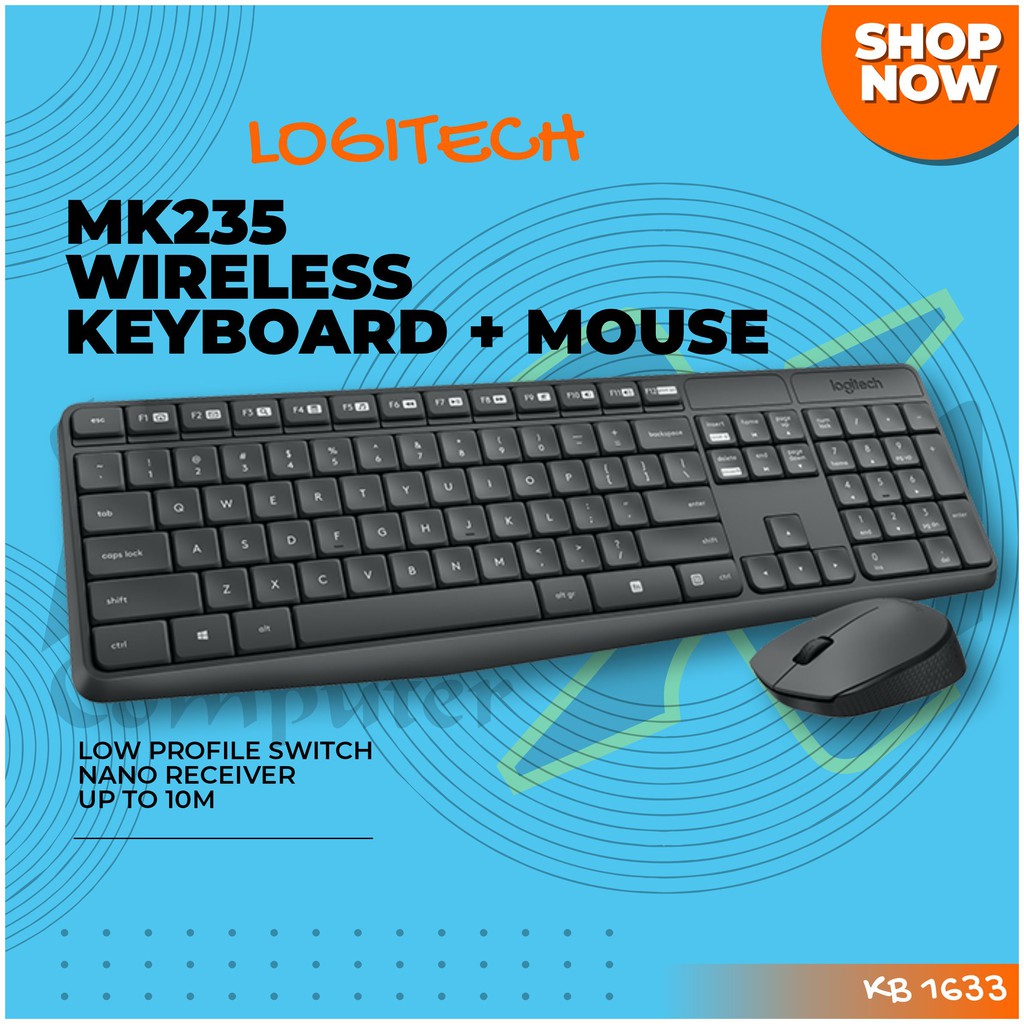 Jual Logitech MK235 Low Profile Switch Wireless Combo 2.4Ghz Nano USB ...