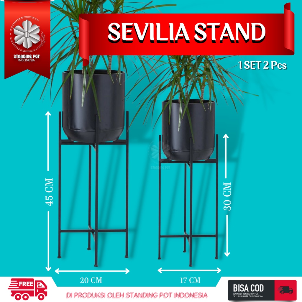 Jual Standing Pot Besi 1 Set 2 Pcs Sevilia Stand Plant Flower Rak ...