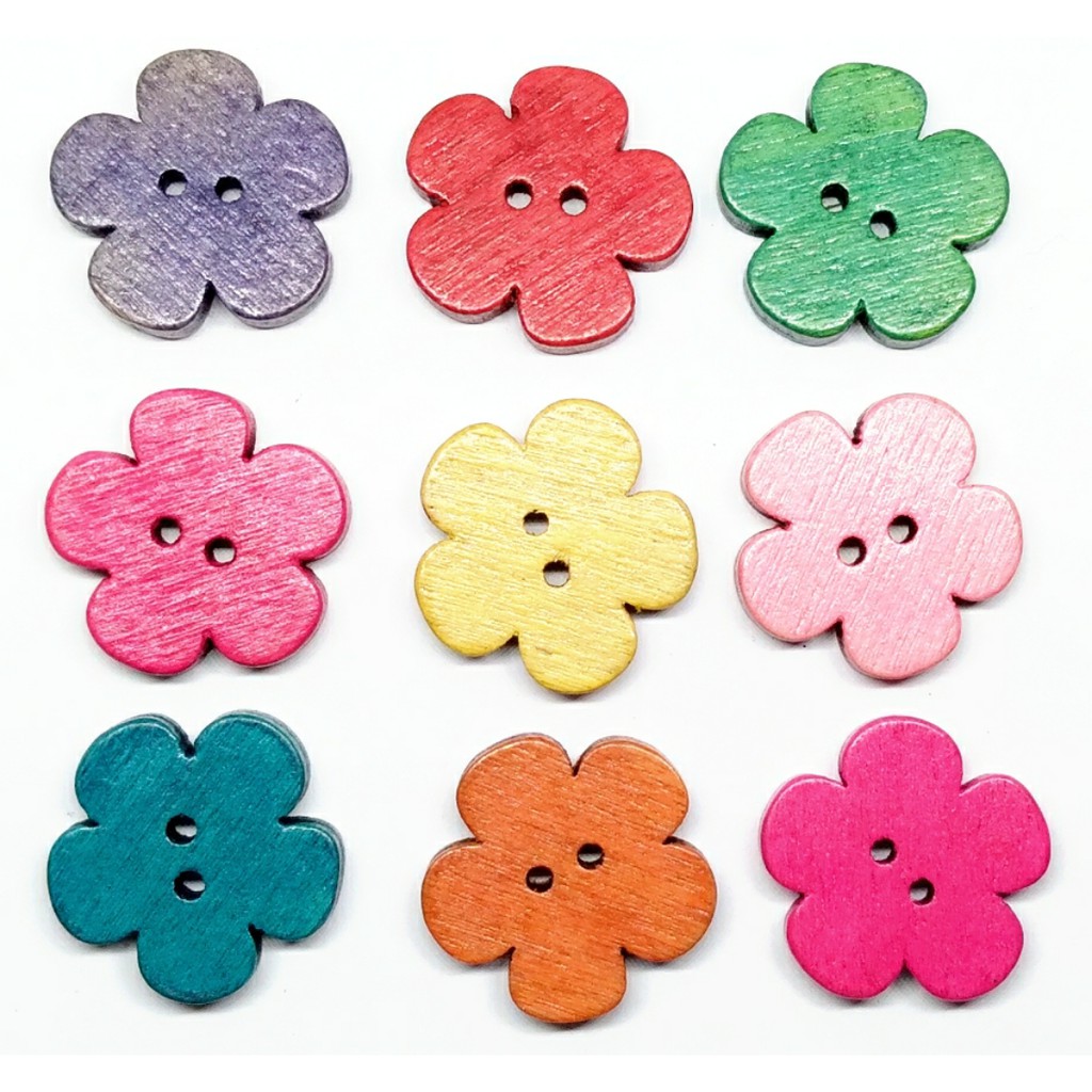 Jual [10 biji] Kancing kayu motif / kancing kayu variasi / kancing hias ...