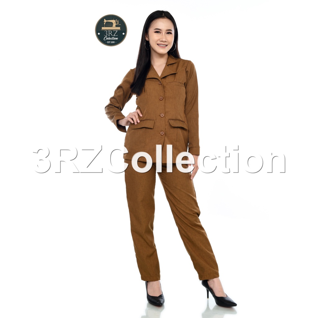 Jual Setelan Baju Seragam Dinas PNS Pemda Blazer Guru Coklat Wanita Rok dan Celana Panjang ...