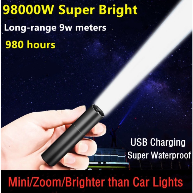 Jual Senter Mini / Senter LED MINI Portable Super Terang Jarak Jauh Usb Rechargeable Untuk ...
