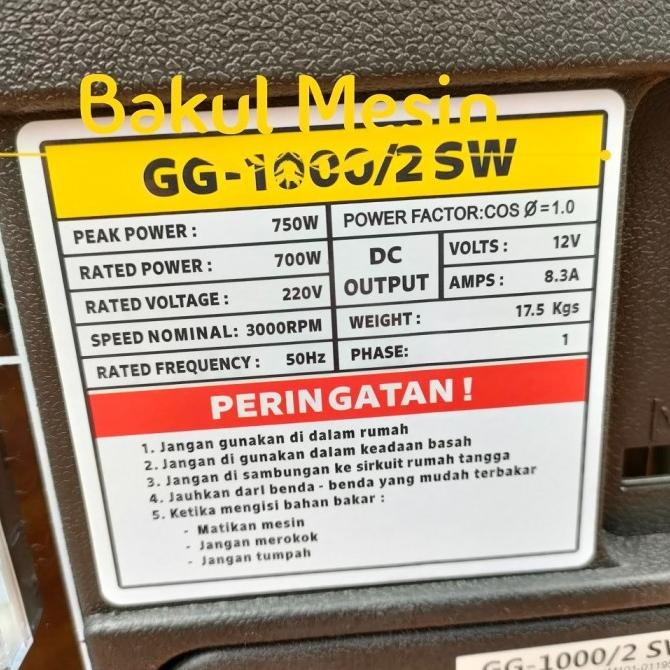 Jual mesin genset 2tak Gg1000 multipro GG 1000 generator set 750 watt | Shopee Indonesia