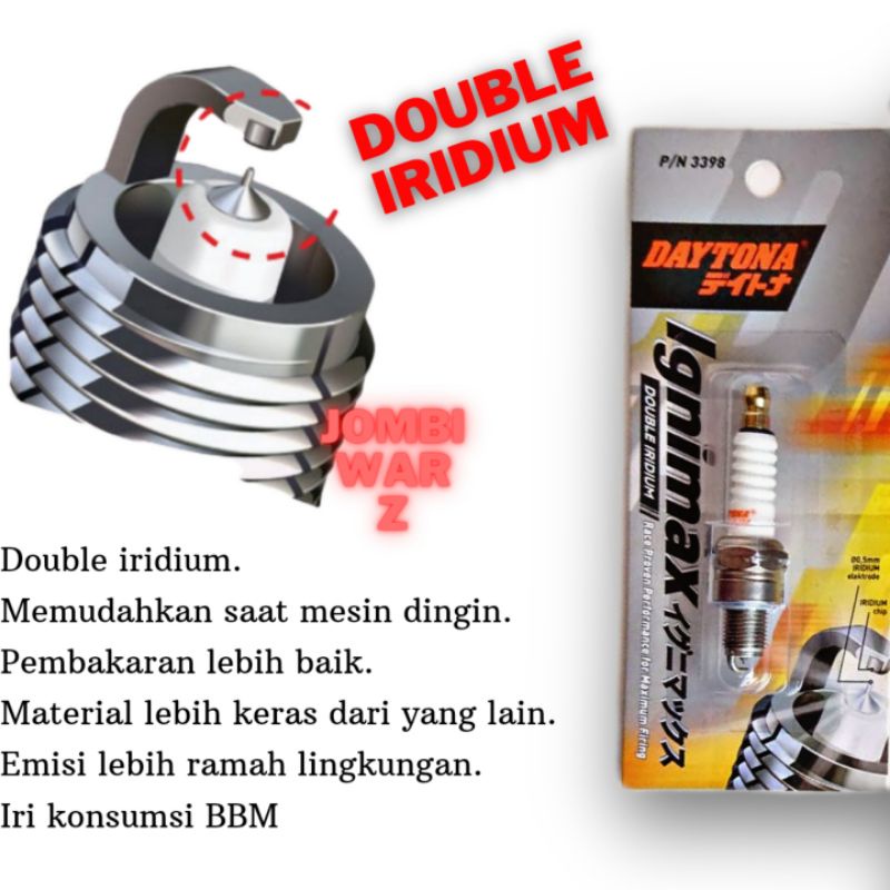 Jual BUSI DOUBLE IRIDIUM DAYTONA MIO JUPITER Z VEGA XRIDE SOUL GT SUPRA ...