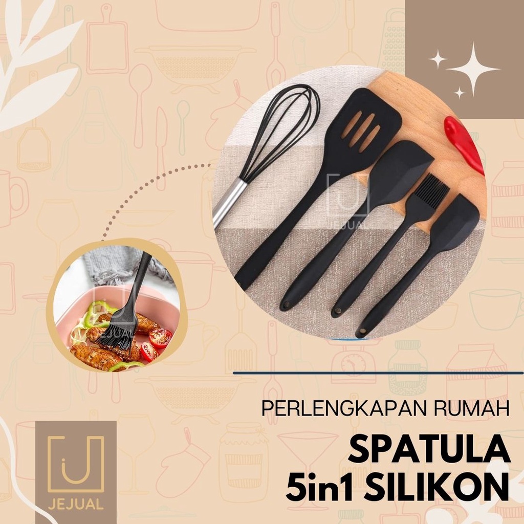 Jual SPATULA SET 5in1 Alat Masak 5 in 1 Silikon Serok/Sutil/Sotil ...