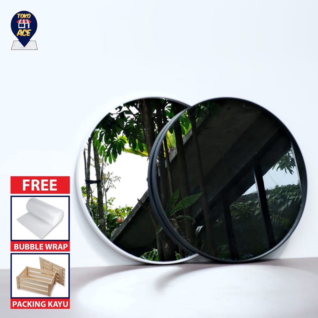 Jual Cermin Bulat Dinding Aesthetic Frame Hitam Putih [GARANSI 100% ...