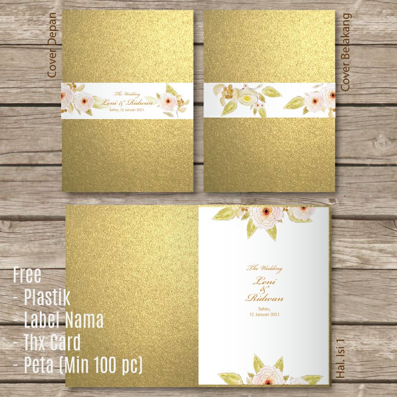 Jual undangan pernikahan unik kartu wedding invitation premium gold ...