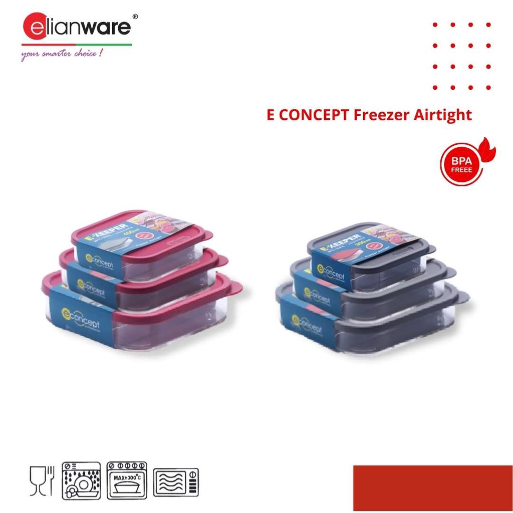 Jual Elianware Airtight Food Keeper kedap udara 3 Set 300ml,400ml,550ml ...