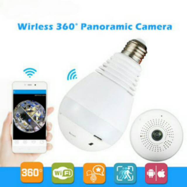 Jual Camera cctv wifi lampu led panoramic 360 view lightbulb | Shopee ...