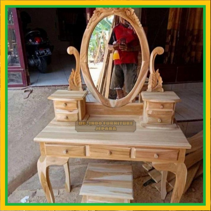 Jual meja rias tolet Kartini ukir kayu jati mentahan + kaca | Shopee ...