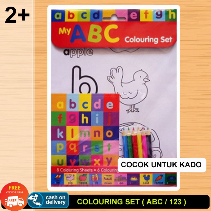 Jual BUKU MEWARNAI ANAK ABC ALPHABET HURUF STICKER COLOURING BOOK ...