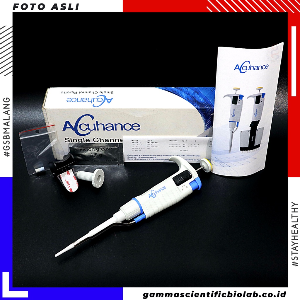 Jual Single Channel Pipette Vol. 2-20 ul / AH20 / ACCUHANCE | Shopee ...