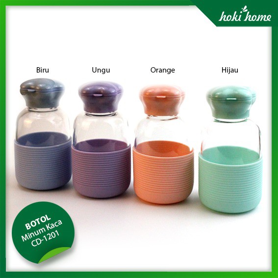 Jual Botol Minum Kaca Sehat/ Tempat Minum Wadah Air Design Elegant ...