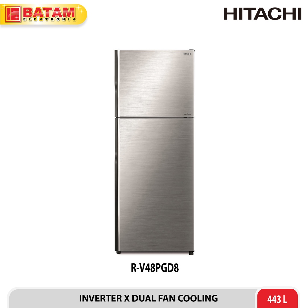 Jual HITACHI Kulkas 2 Pintu Inverter 443 Liter R-VX48PGD9 BSL (Briliant Silver) | Shopee Indonesia