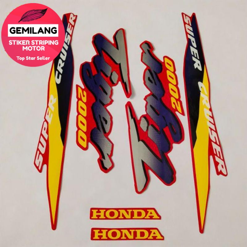 Jual Striping Decal Polet Sticker honda tiger 2000 lama body merah list ...