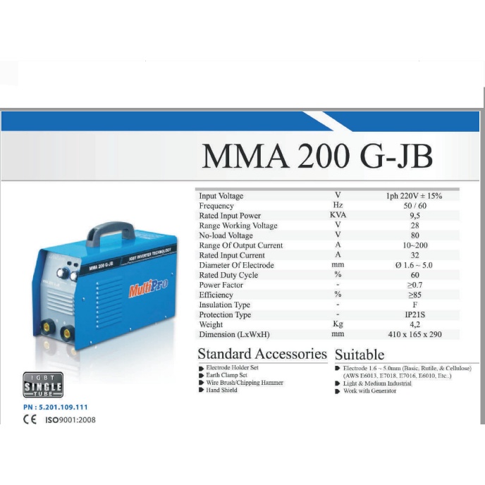 Jual Mesin Las Multipro MMA 200 G-JB IGBT Inverter | Shopee Indonesia