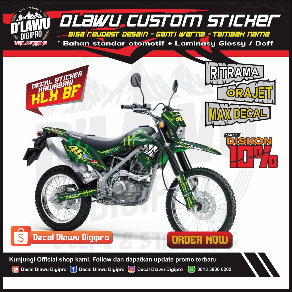 Jual Decal Sticker Kawasaki KLX BF Custom | Shopee Indonesia