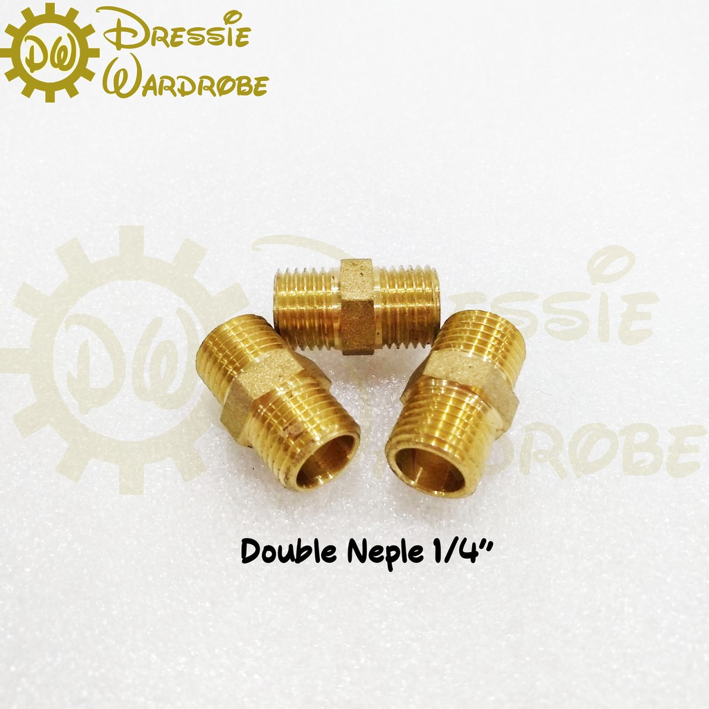 Jual Konektor Nepel Double Neple Nipple Drat Kuningan 1/4" - 1/4" | Shopee Indonesia