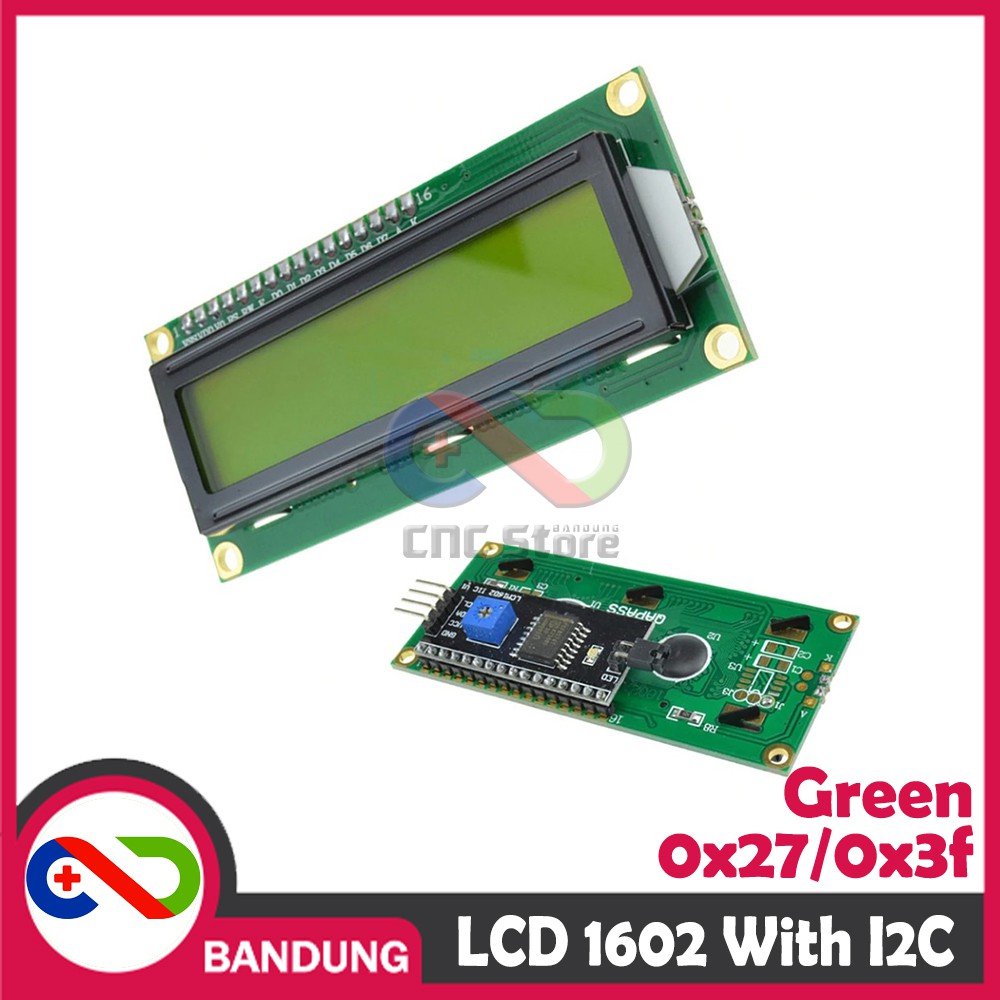 Jual LCD 1602 16X2 CHARACTER GREEN BACKLIGHT+ I2C SERIAL INTERFACE ...