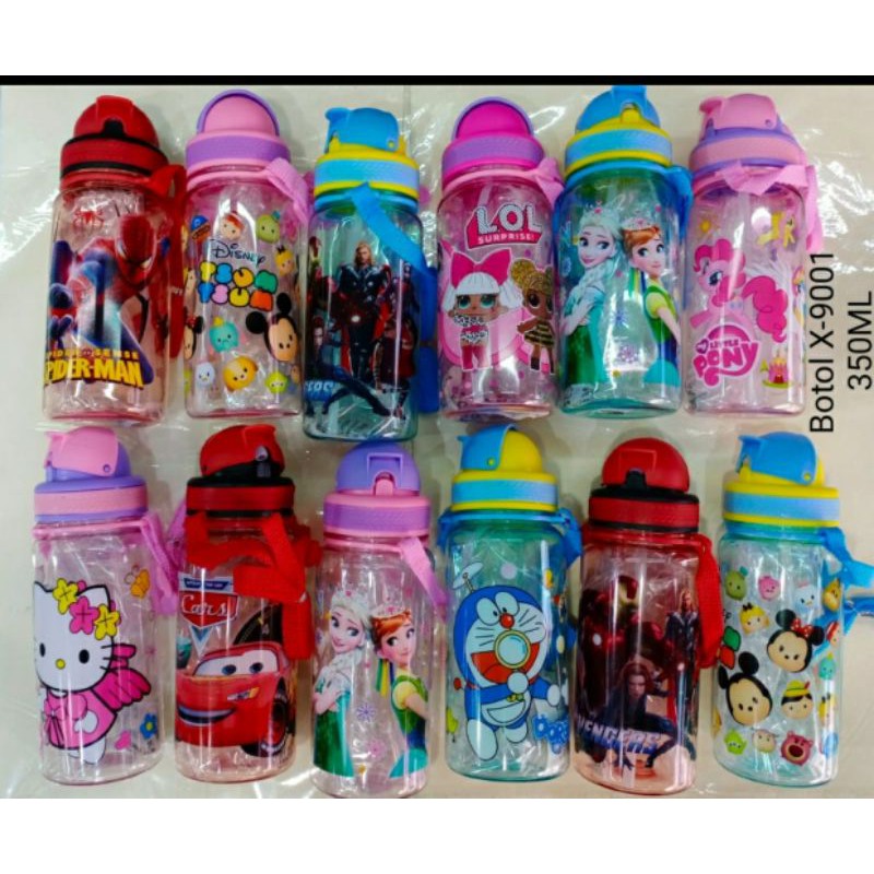 Jual Botol Minum Anak Sedotan Karakter Tali Panjang sz 350ml/BPA FREE/X-9001 | Shopee Indonesia