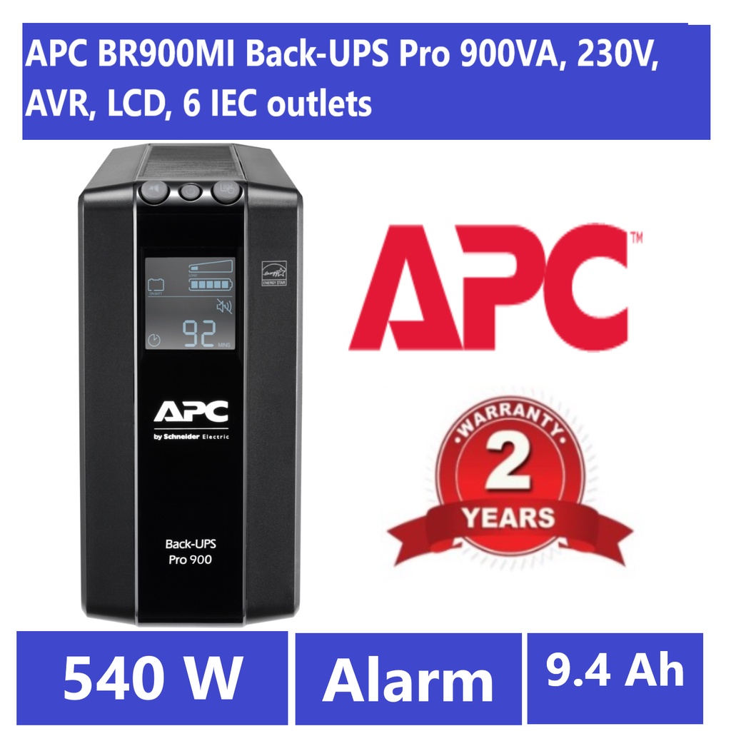 Jual APC BR900MI Back-UPS Pro 900VA, 230V, AVR, LCD, 6 IEC outlets ...