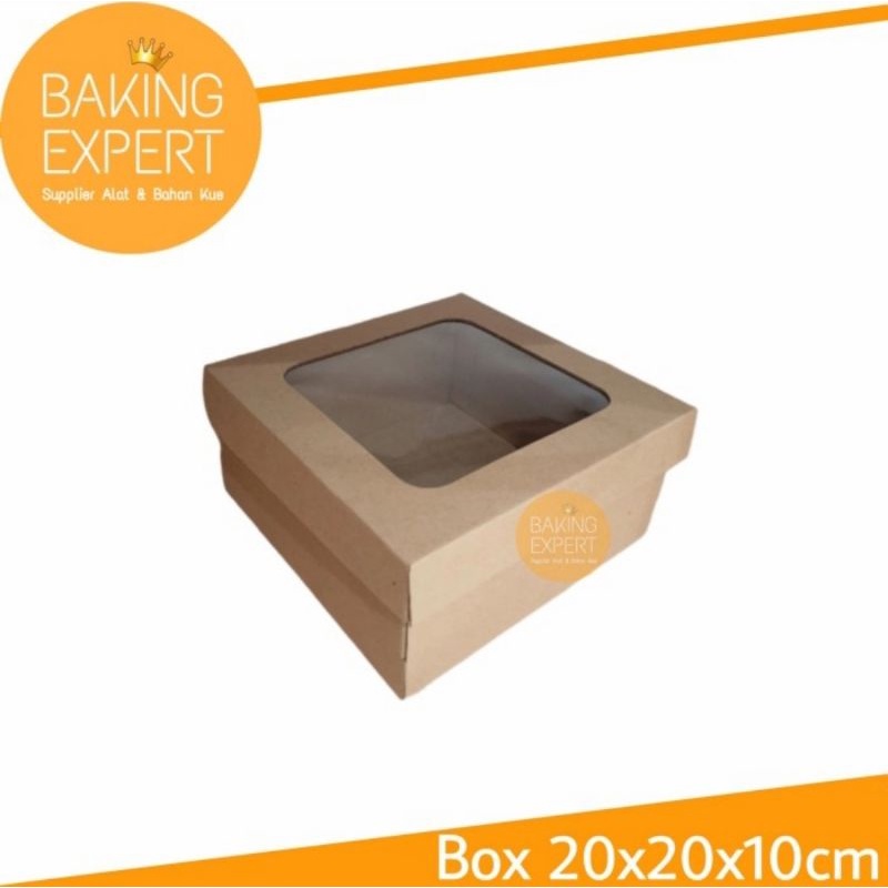 Jual Cake Box 20x20x10cm kotak kue jendela corrugated tebak ukuran 20 ...