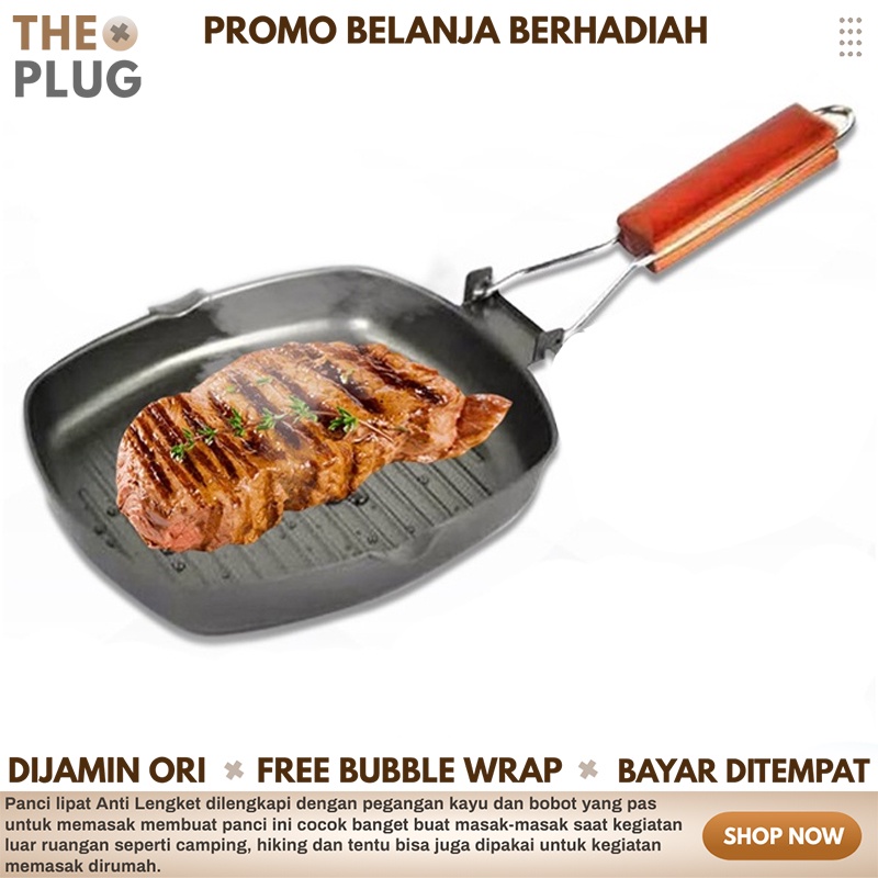Jual Alat Panggang Barbeque Grill Pan Pemanggang Panci Lipat Gagang ...