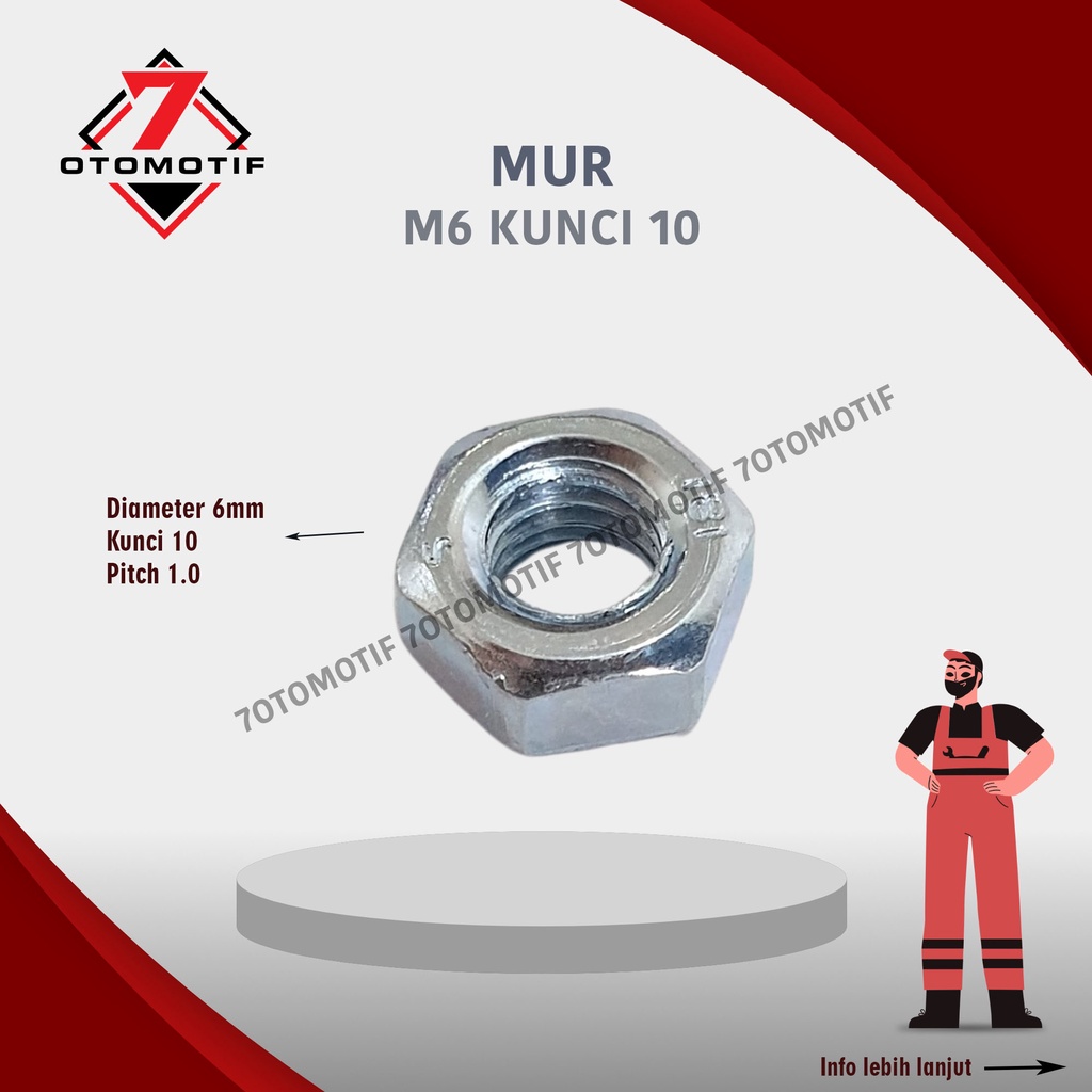 Jual Mur Hex M6 Putih Baut Kunci 10 6mm Besi Galvanis | Shopee Indonesia