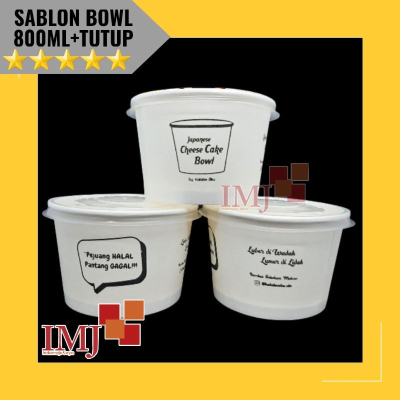 Jual SABLON PAPER BOWL 800ML DAN TUTUP sablon paper bowl 800 ml ...