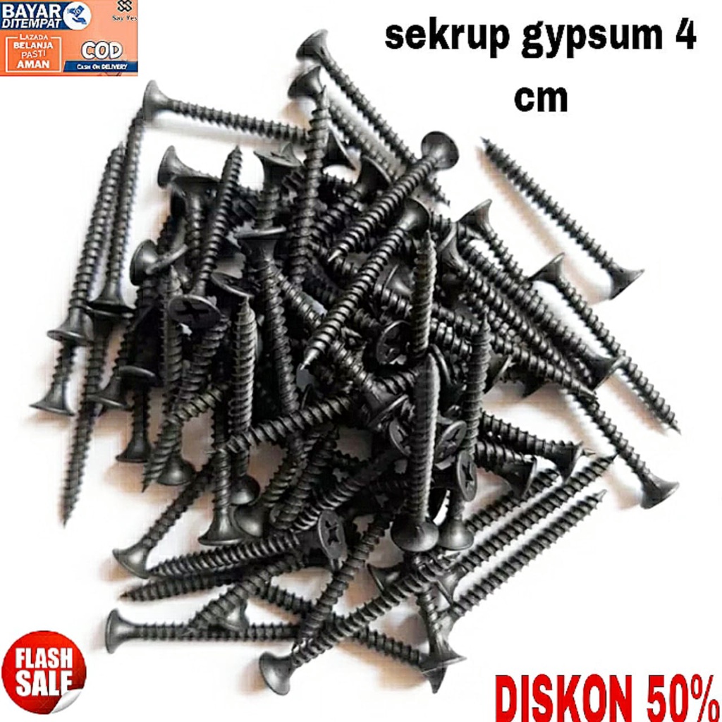 Jual 200pcs skrup gypsum 4cm sekrup gipsum 11/2" sekrup hitam 6 x 11/2" Baut Sekrup Gypsum Hitam ...