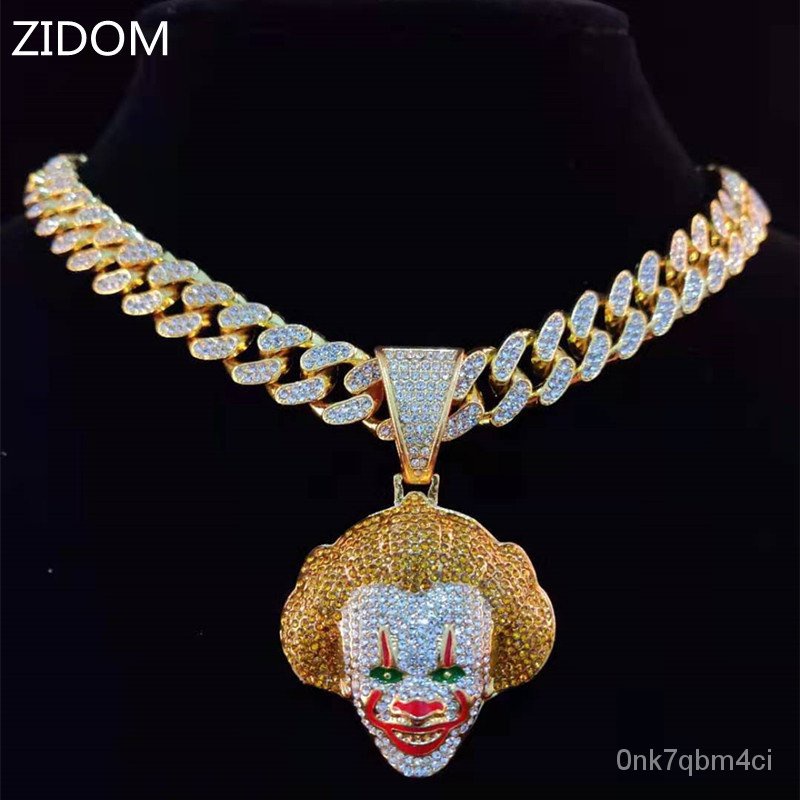 Jual Men Women Hip Hop Movie Clown Pendant Necklace with 13mm Miami ...