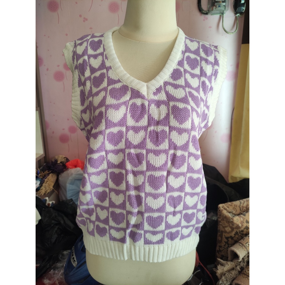 Jual Rompi Korea Rajut Wanita Motif Love/Hati / Korean Knit Vest/Korean ...