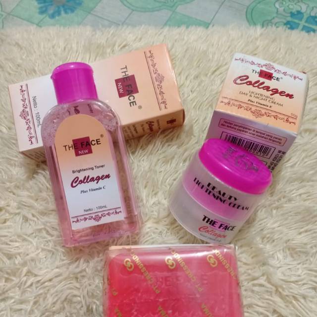 Jual Cream krim pemutih wajah muka the face collagen flek jerawat ...
