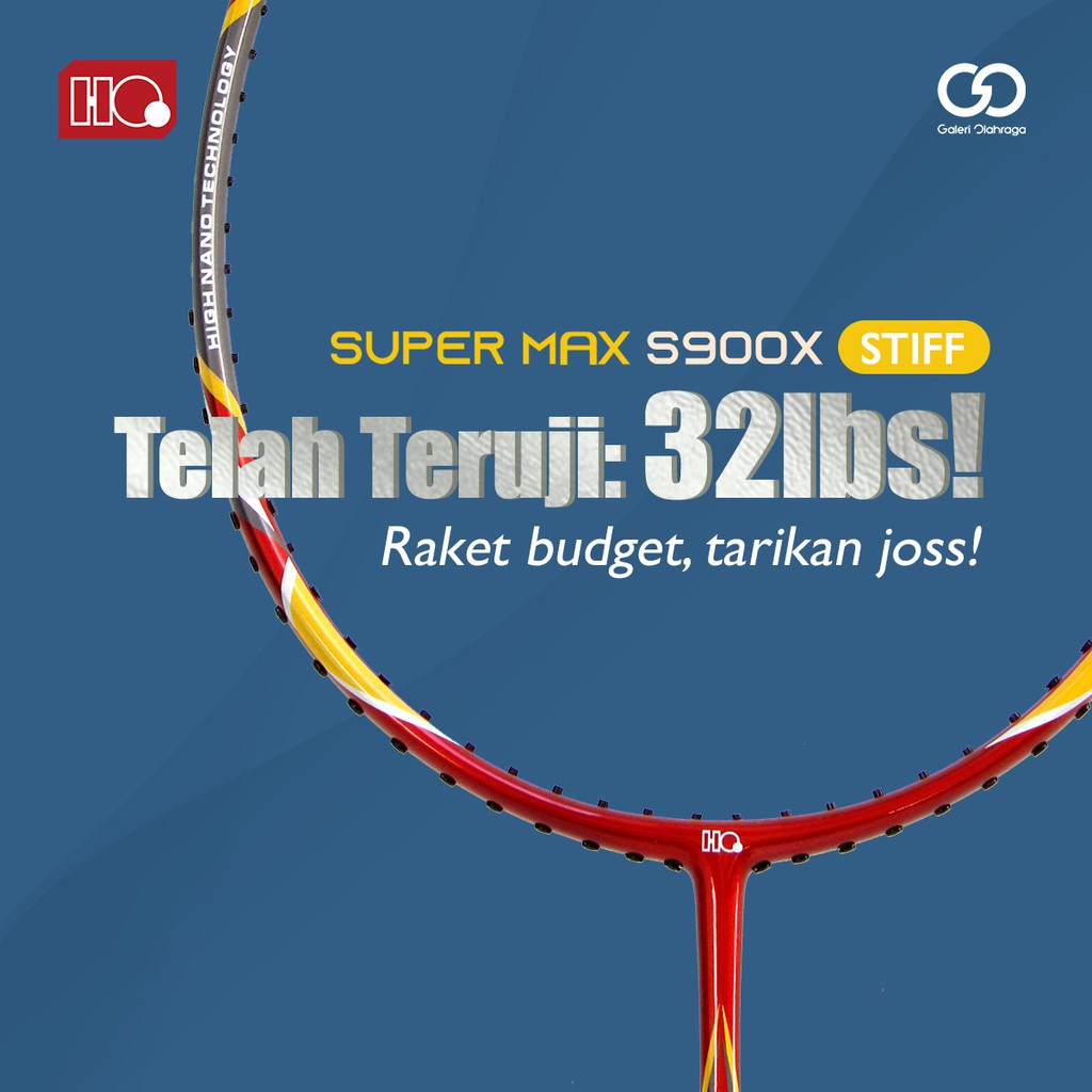 Jual Hi-Qua Super Max Raket Bulutangkis Badminton 4U 32 Lbs + Bonus ...