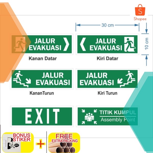 Jual Plang Papan Rambu Penunjuk Jalur Evakuasi dan Exit Acrylic 30x10cm ...