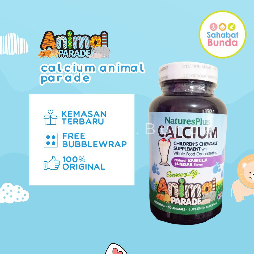 Jual BPOM Natures Plus Animal Parade Calcium Chewable Vanilla Flavour ...