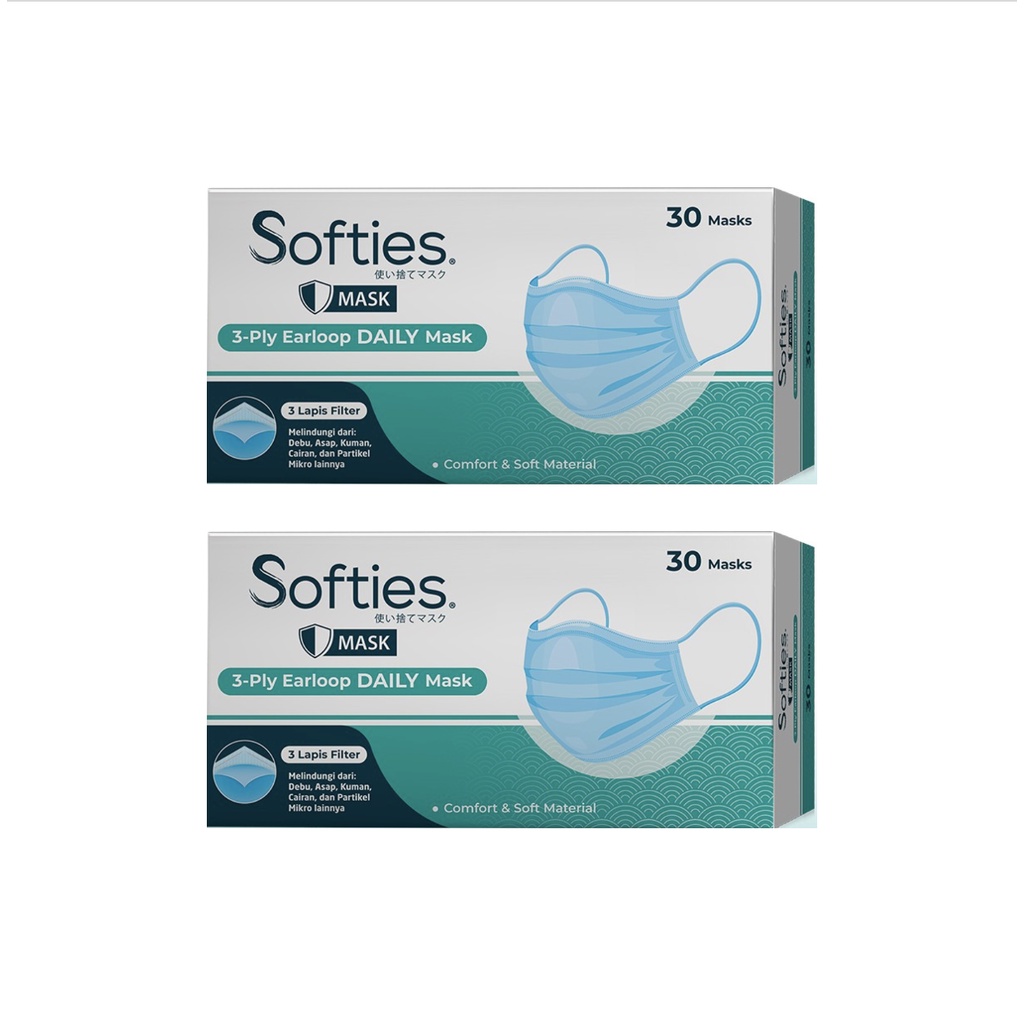 Jual Softies Daily Mask 3 ply 30pcs x 2 | Shopee Indonesia