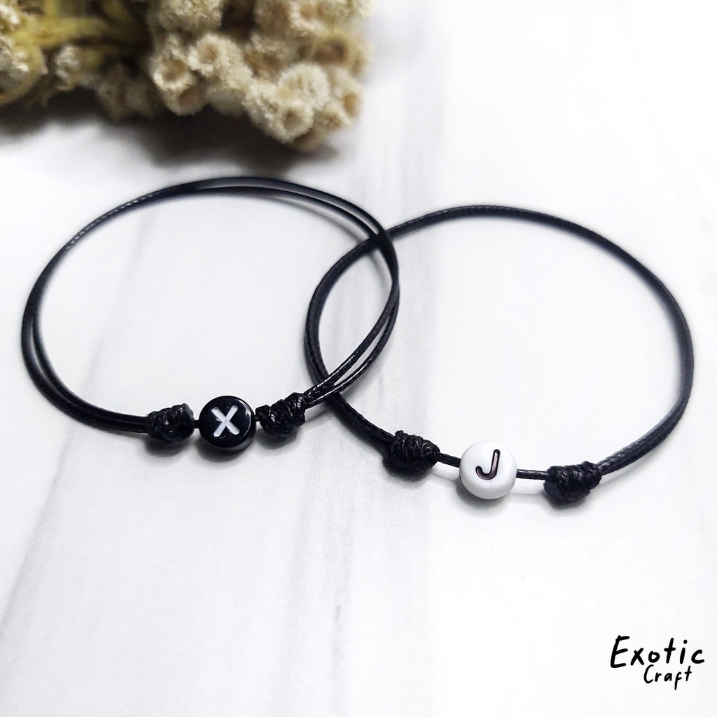 Jual Gelang inisial huruf bulat couple simple minimalis manik bulat ...
