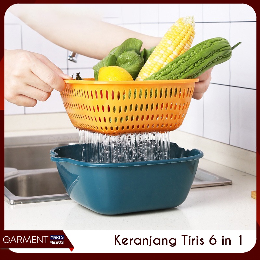Jual Peniris Sayur Buah 6 in 1 Baskom Pencuci Makanan Wadah Tirisan ...