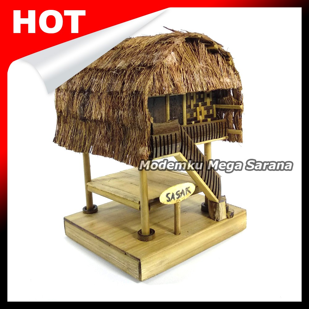Jual Miniatur Rumah Adat Lombok / Rumah Adat Sasak dari bambu | Shopee ...