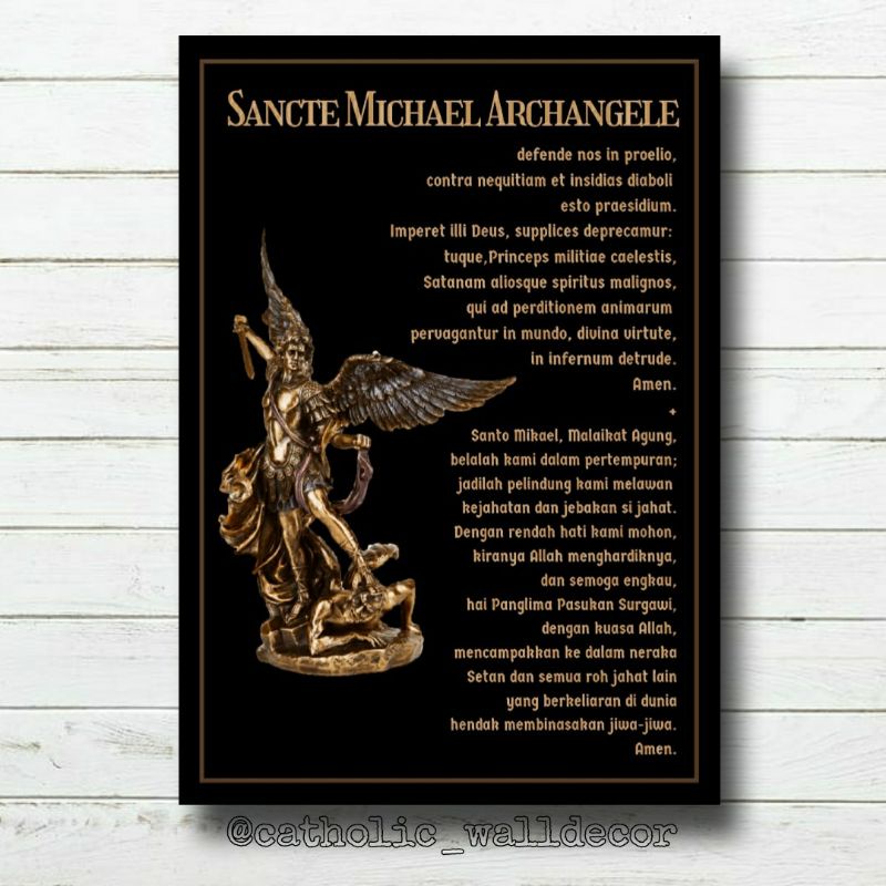 Jual Hiasan dinding Katolik doa Santo Mikael St.Michael Malaikat Agung ...