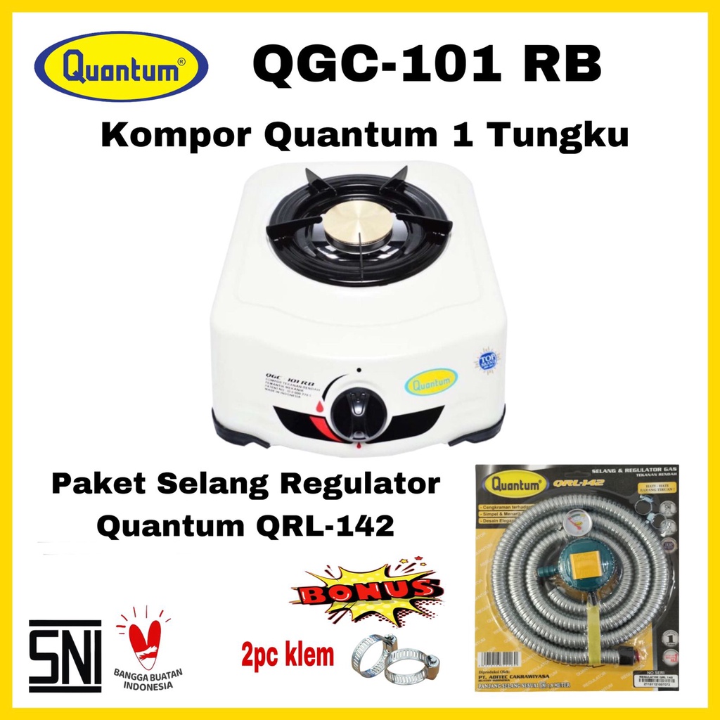 Jual Paket Kompor Quantum 1 Tungku QGC 101 RB Bonus Selang Regulator ...