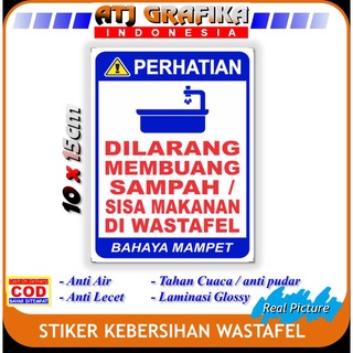Jual Stiker dilarang buang sampah wastafel sticker kebersihan cuci ...