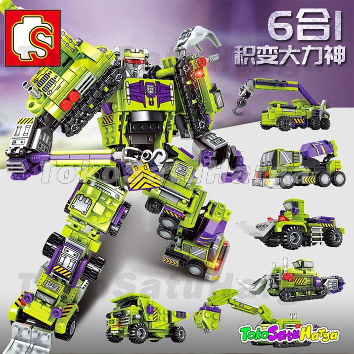 Jual Sembo Block Brick Transformer Robot Mecha of Steel 6 in 1 Trucks ...