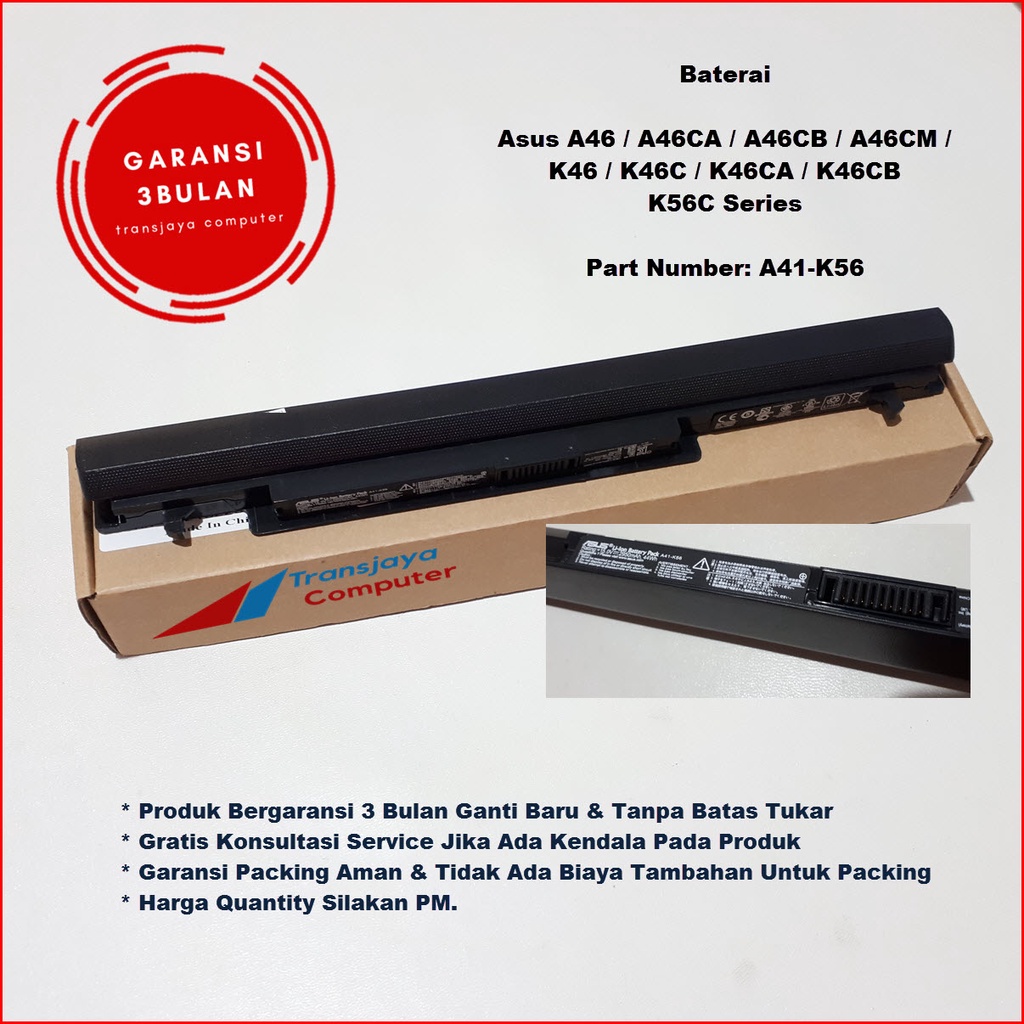 Jual Baterai Battery Laptop Asus A46 A46CB A46CM A46C A46CA K46CA K46CB ...
