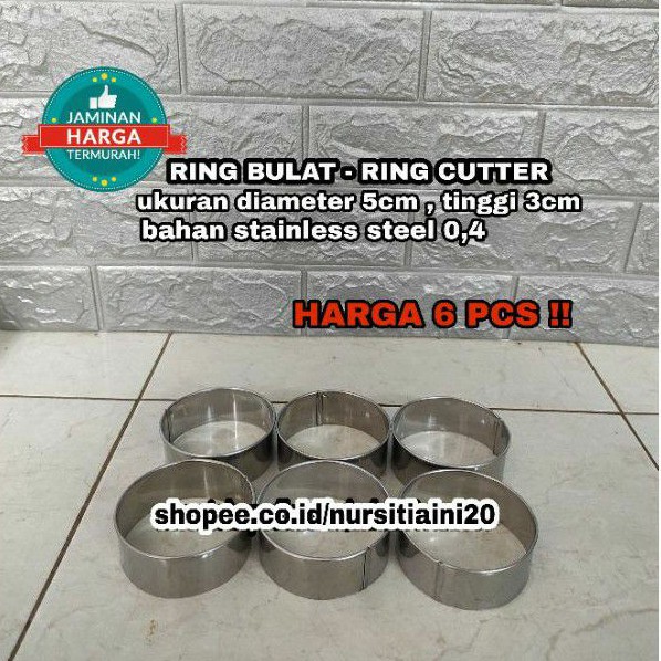 Jual Ring bulat 5cm 6pcs / Ring cutter / Ring roti / cetakan kue ...
