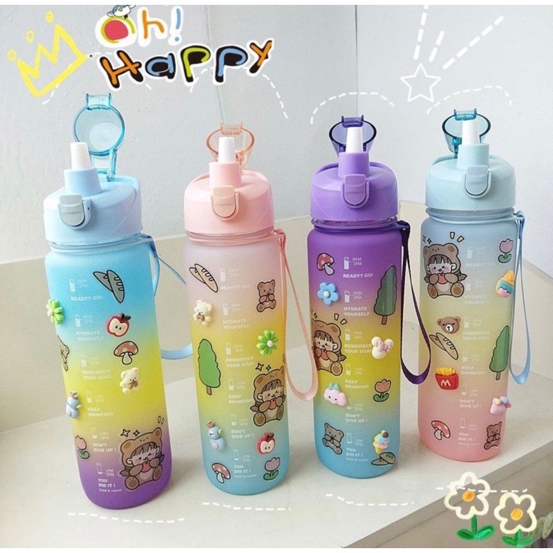 Jual BOTOL MINUM 1 LITER BOTOL MINUM RAINBOW KOREA VIRAL BOTOL MINUM ...