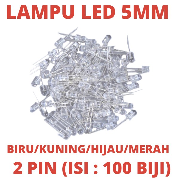 Jual LAMPU LED 5MM 2 PIN KAKI (PAKET ISI 100 BIJI) DIODA DIODE BLINKING ...