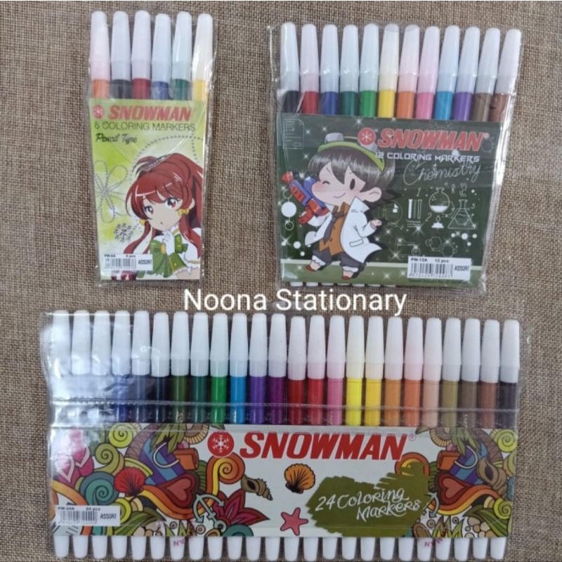 Jual Spidol Snowman isi 6 / spidol snowman 12 / spidol snowman 24 ...