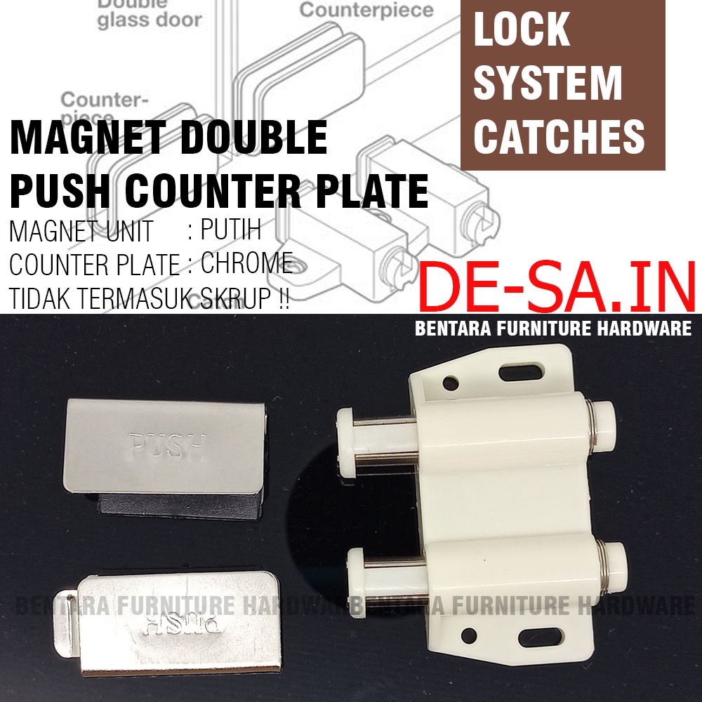 Jual MD-32 MAGNET DOBEL KECES MAGNET PINTU KACA KABINET - PUSH DOUBLE ...