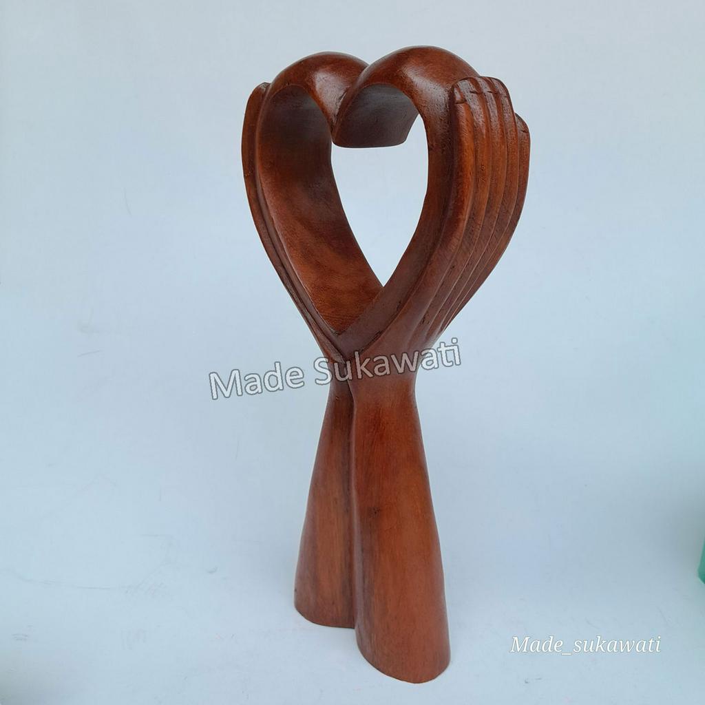 Jual Patung Tangan memegang Love 30cm kerajinan ukiran kayu handmade ...